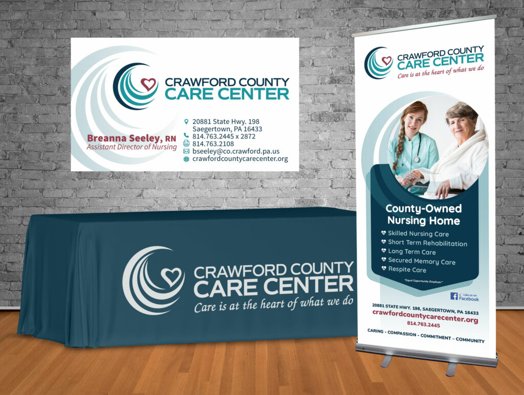 Crawford County Care Center - logo, banner, business card and table ...